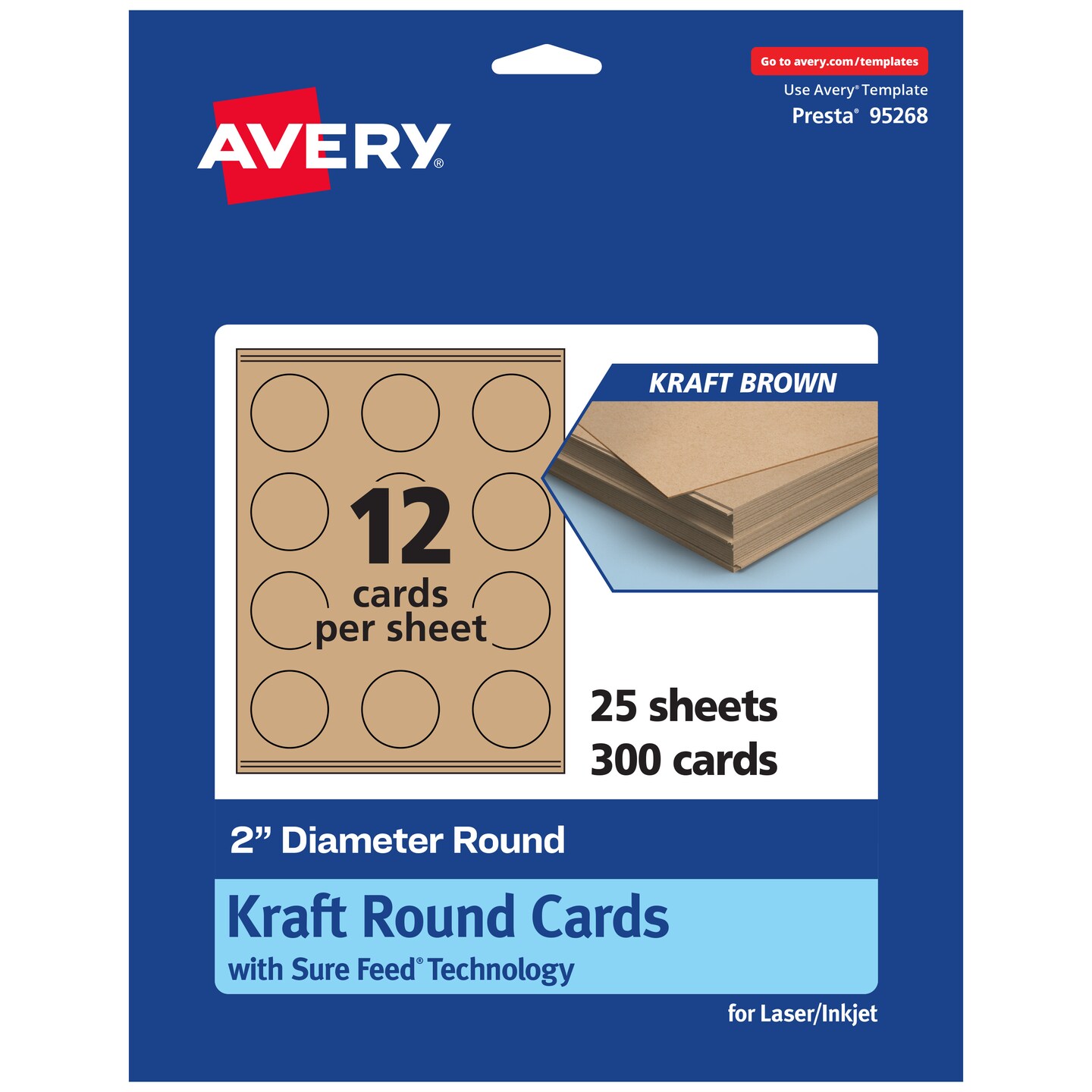 Avery 2" Diameter Round, Kraft Brown Round Cards | Michaels