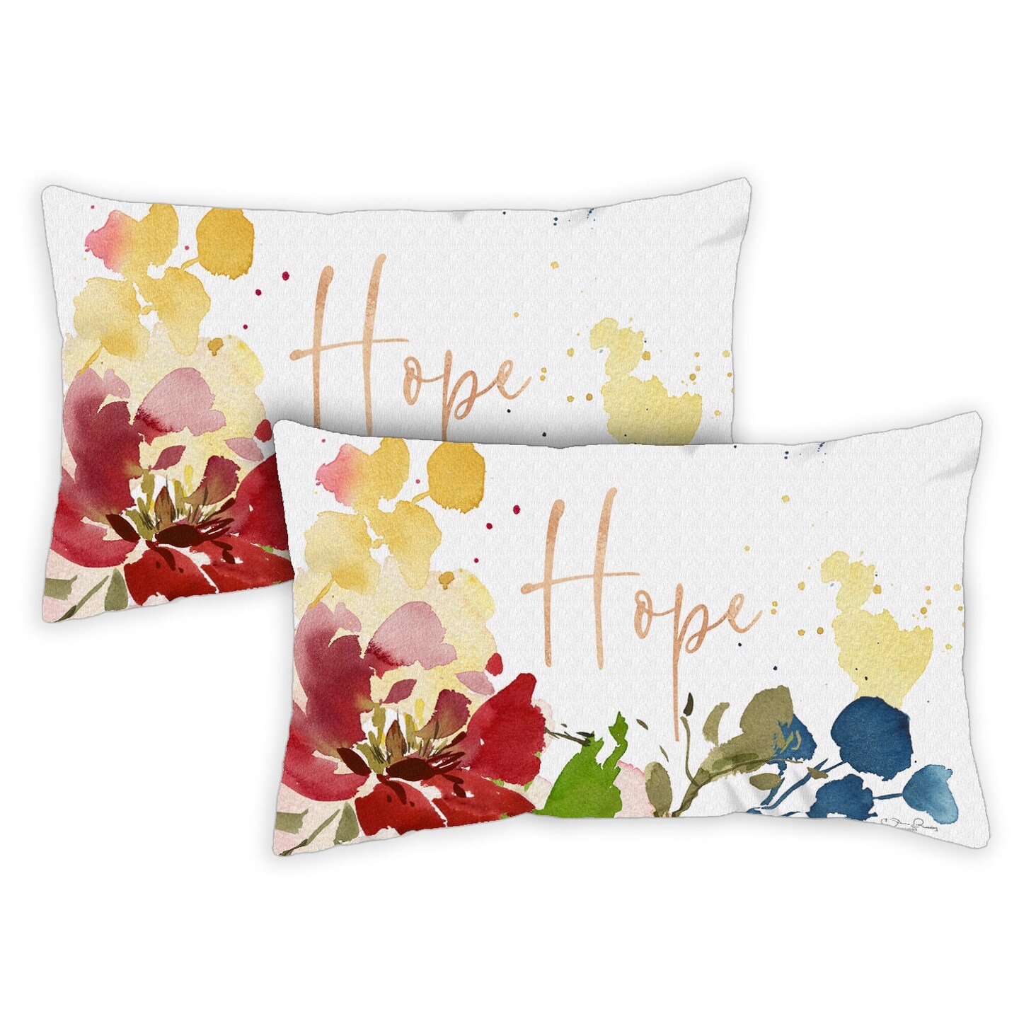 Hope Blooms Decorative Spring Indoor/Outdoor Pillow Cover (set of 2 ...