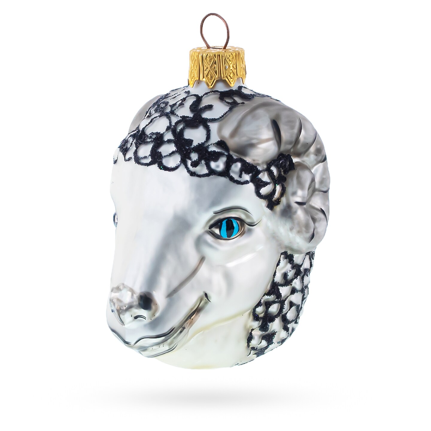Ram Head with Blue Eyes Glass Christmas Ornament | Michaels