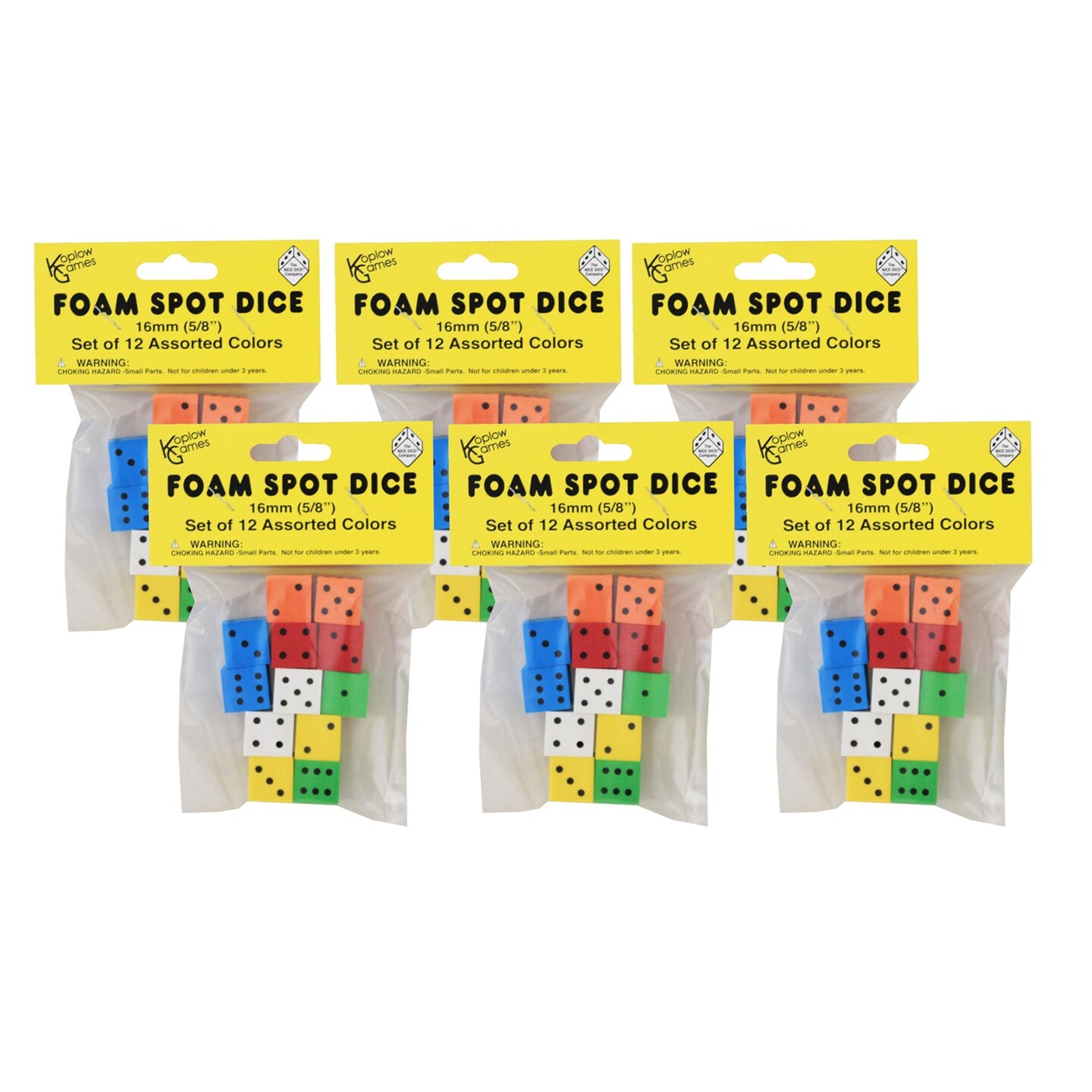 Assorted Color Spot 16mm Foam Dice, 12 Per Pack, 6 Packs | Michaels