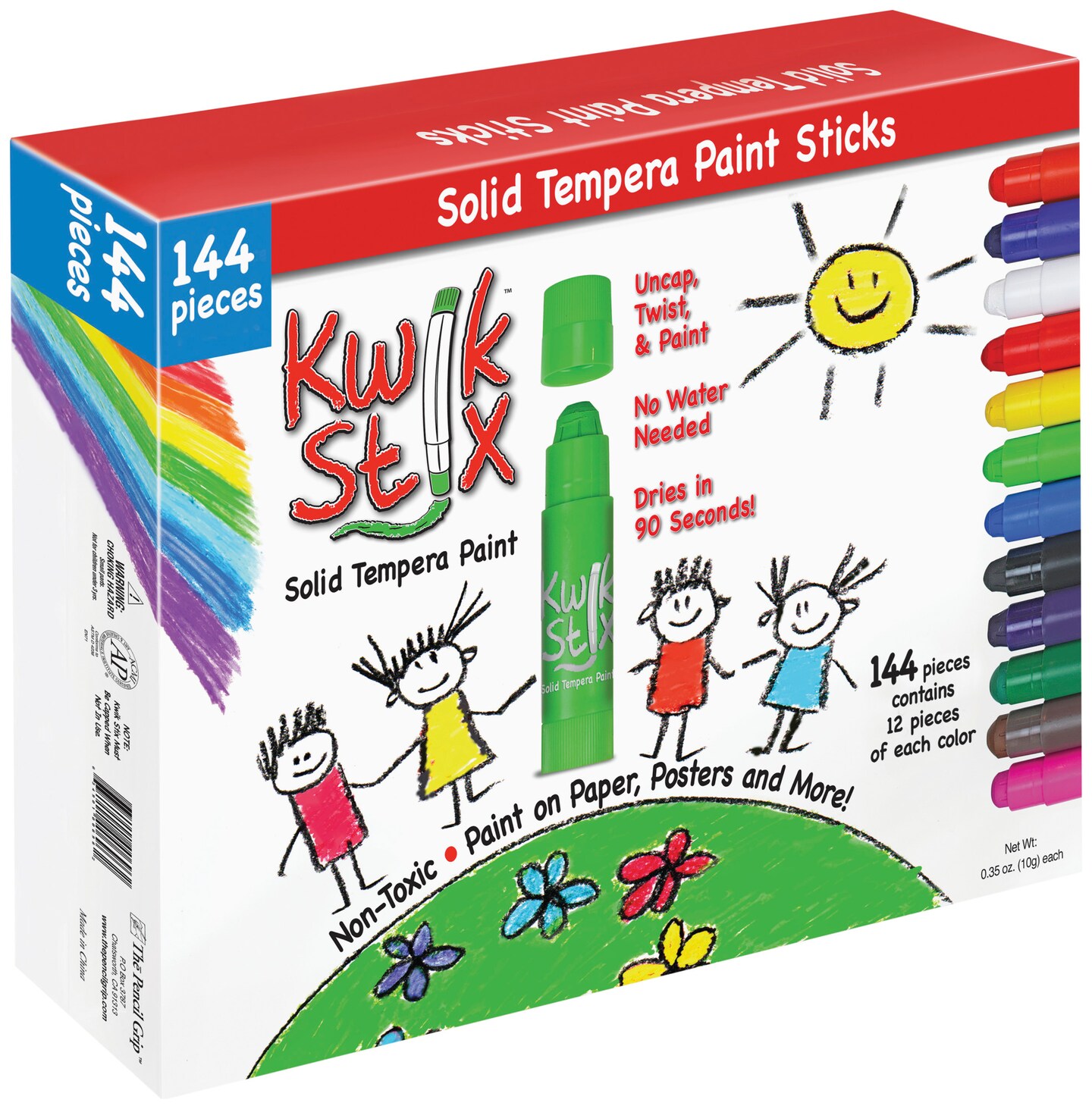 Kwik Stix Solid Tempera Paints, Original Size, Assorted Colors, Set of ...