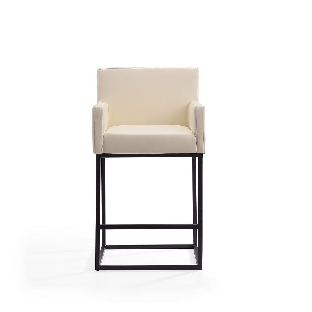 Manhattan Comfort Ambassador 38 in. Cream and Black Metal Counter ...