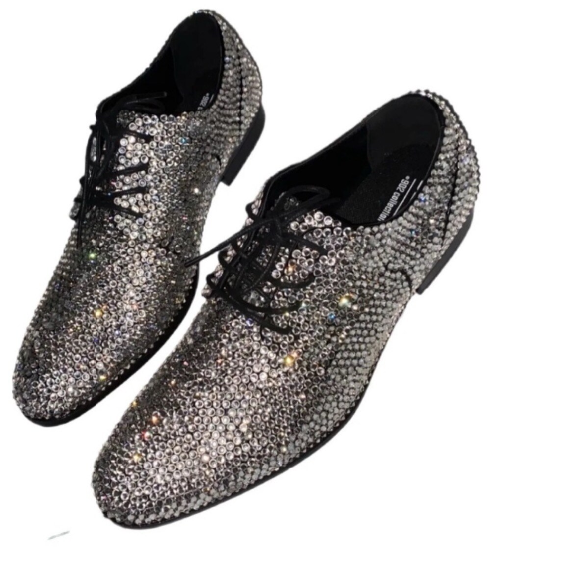 Mens Crystal Lace Up Loafers Shoes In Crystal Diamond | MakerPlace by ...