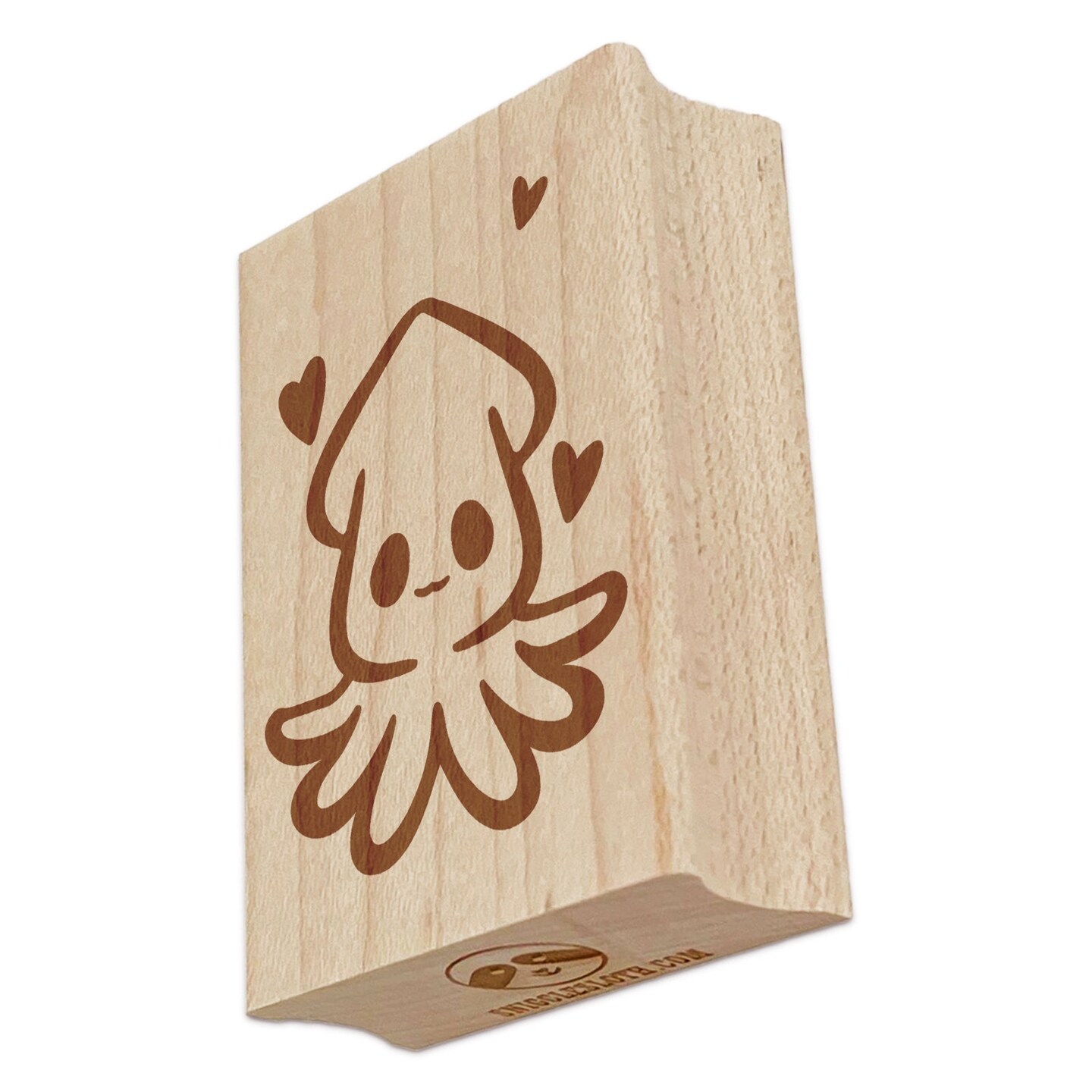 Cute Kawaii Squid with Hearts Sea Life Tentacles Rectangle Rubber Stamp ...