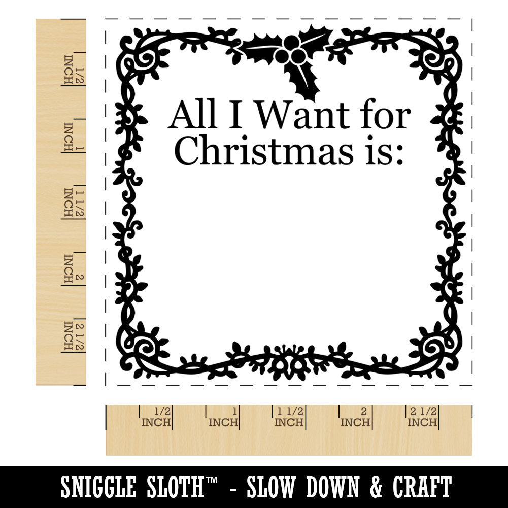 All I Want for Christmas List Square Rubber Stamp for Stamping Crafting ...