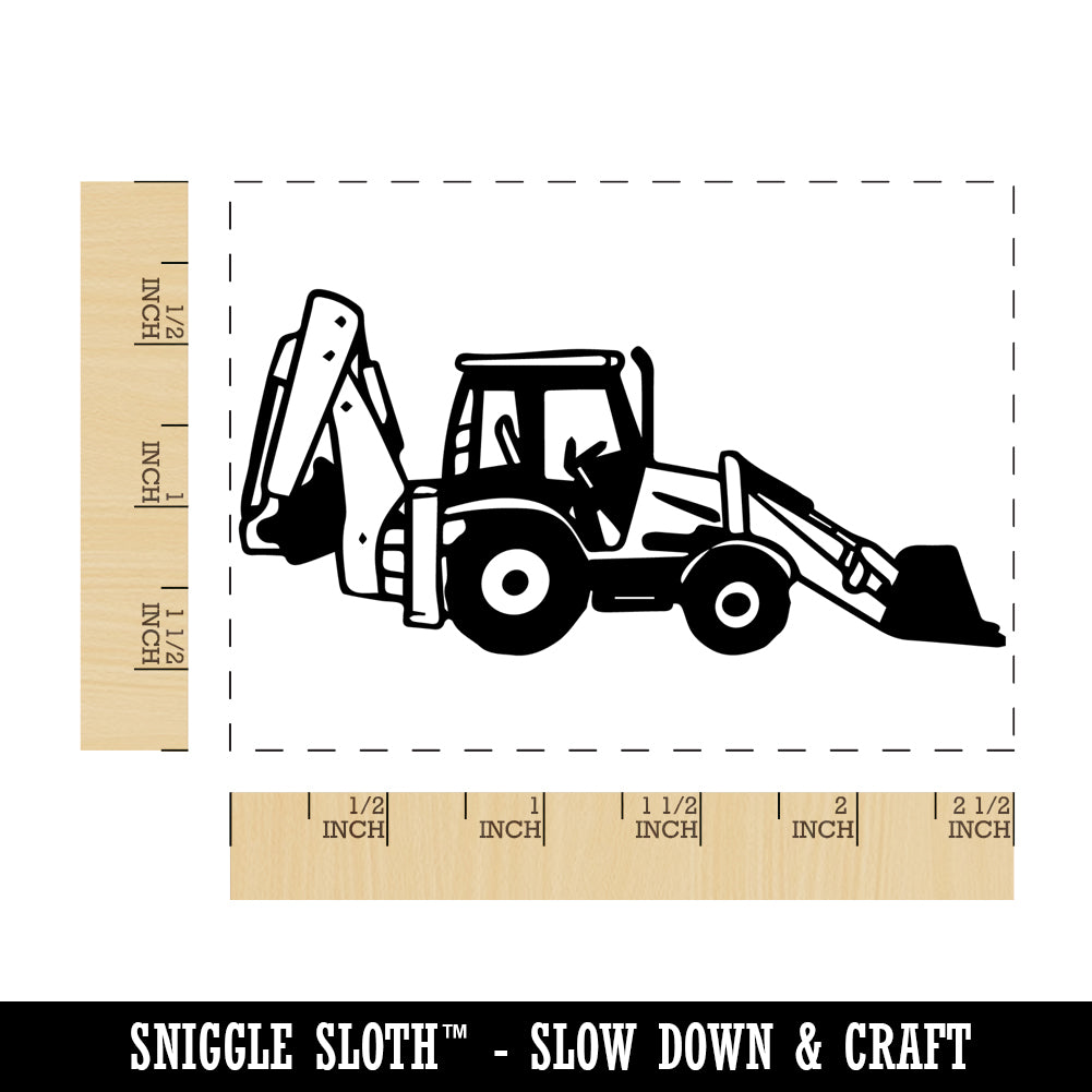 Backhoe Construction Building Vehicle Rectangle Rubber Stamp for ...