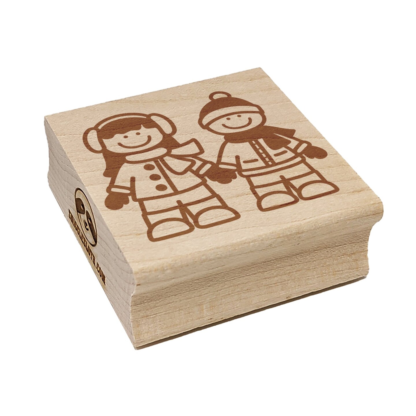Stick Figure Winter Kids Square Rubber Stamp for Stamping Crafting ...