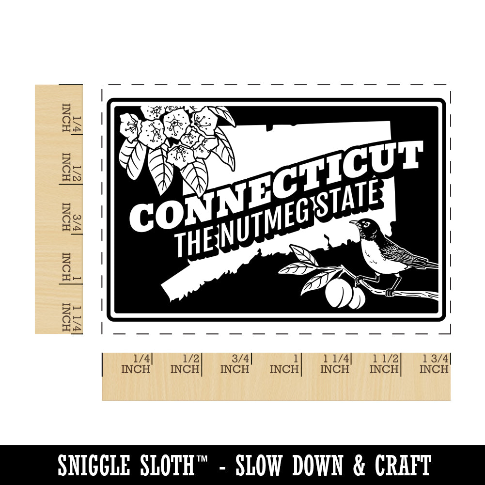 Connecticut Nutmeg Mountain Laurel Robin United States Rectangle Rubber ...