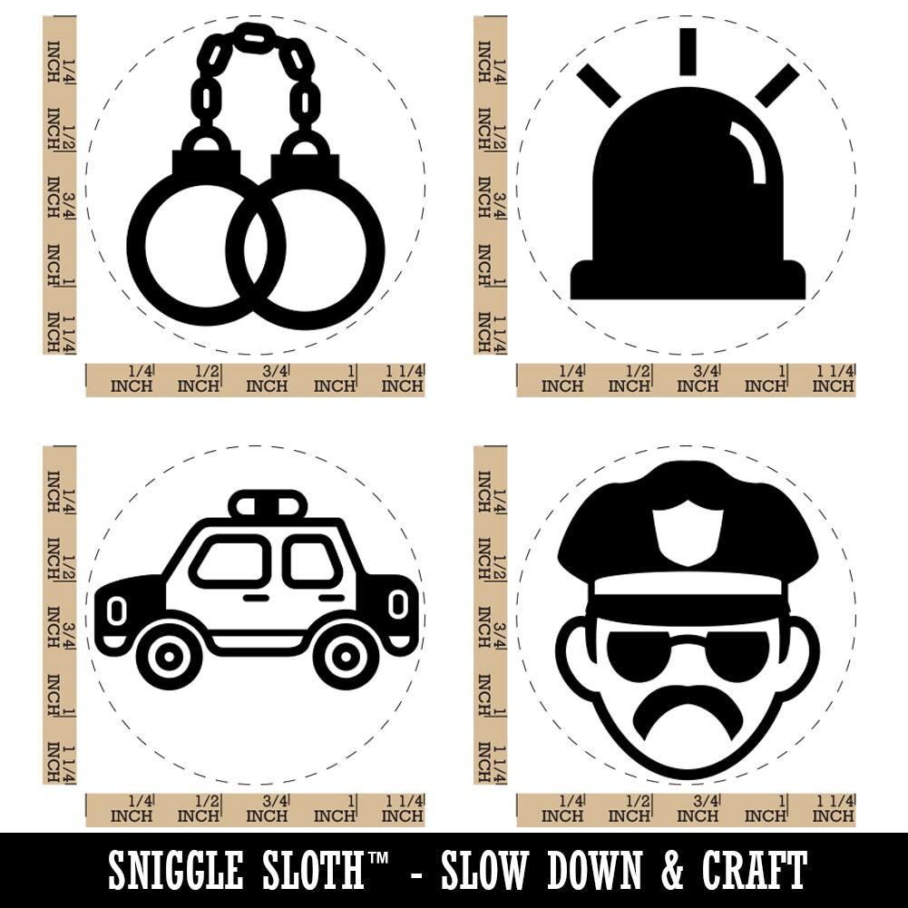 Police Officer Handcuffs Cop Car Siren Rubber Stamp Set for Stamping ...