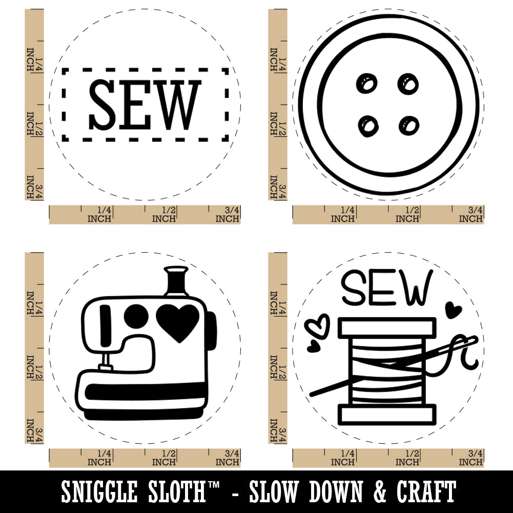 Sewing Sew Spool of Thread Machine Heart Button Rubber Stamp Set for ...