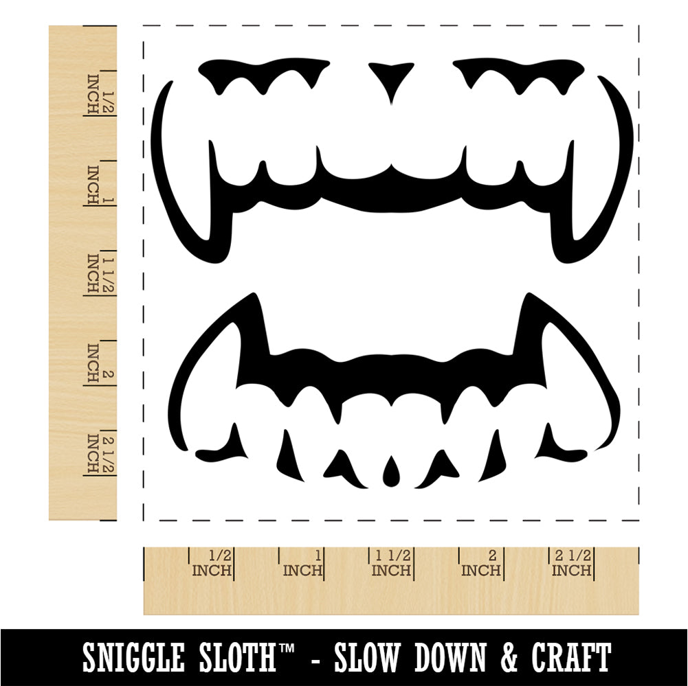 Vampire Teeth Fangs Jaws Mouth Halloween Square Rubber Stamp for ...