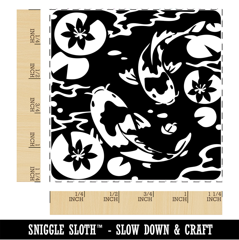 Koi Fish Pond Square Rubber Stamp for Stamping Crafting | Michaels