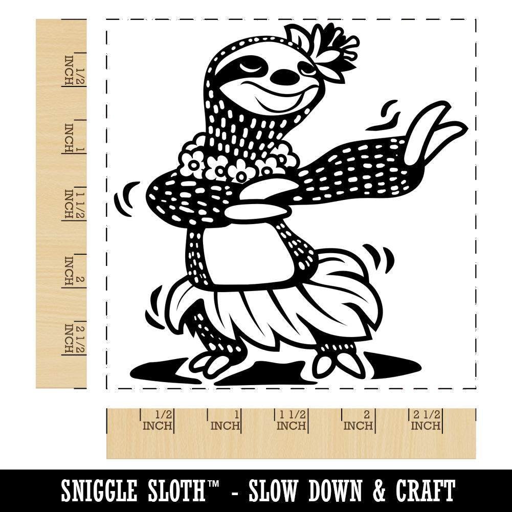 Luau Hawaiian Hula Sloth with Lei Square Rubber Stamp for Stamping ...