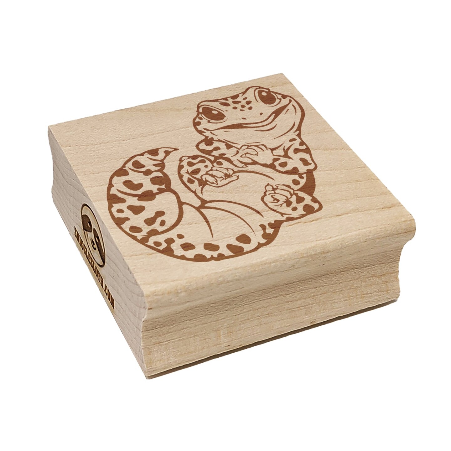 Cute Baby Leopard Gecko Lizard with Spots Square Rubber Stamp for ...