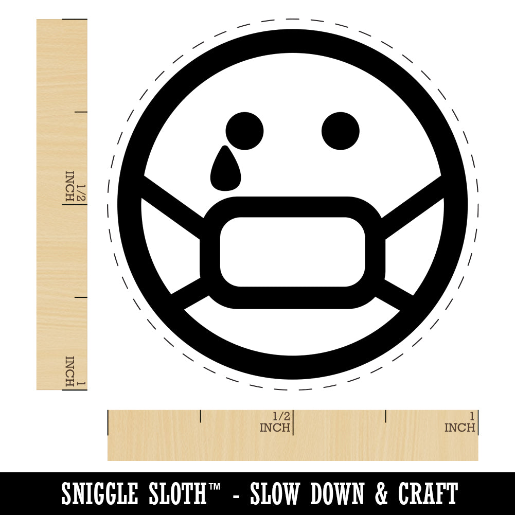 Sick Sad Face Mask Face Emoticon Rubber Stamp for Stamping Crafting ...