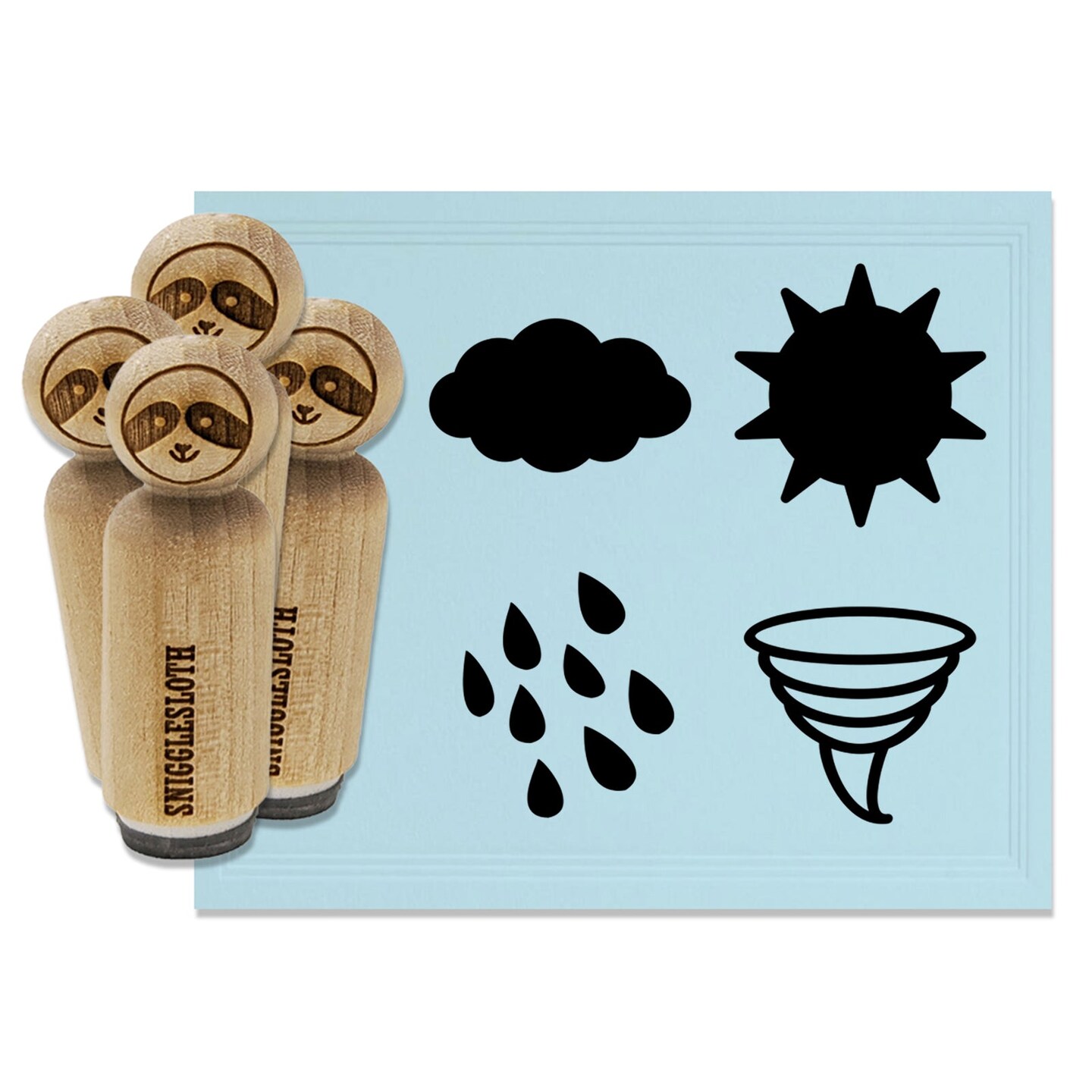 Weather Sun Cloud Tornado Rain Shower Rubber Stamp Set for Stamping ...