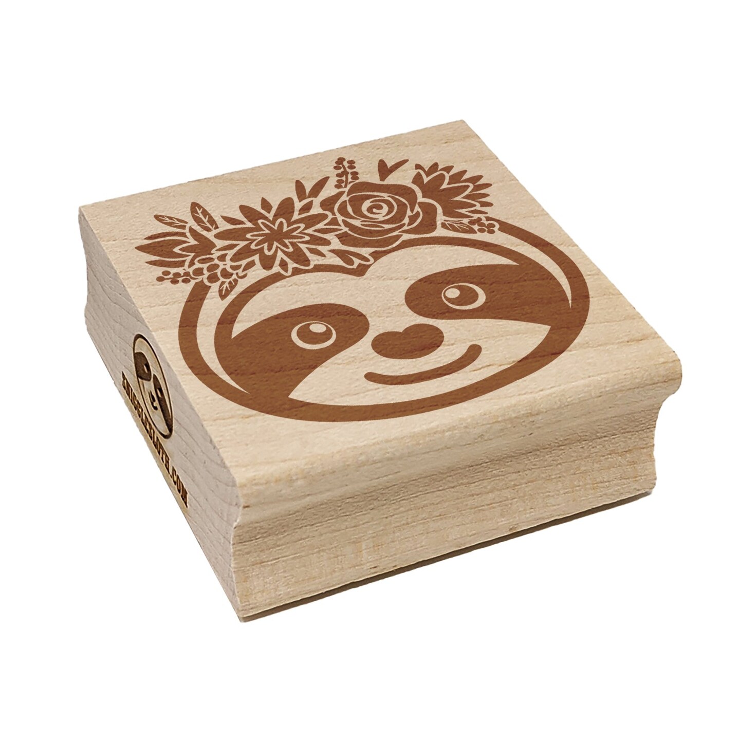 Sloth Wearing a Flower Crown Square Rubber Stamp for Stamping Crafting ...