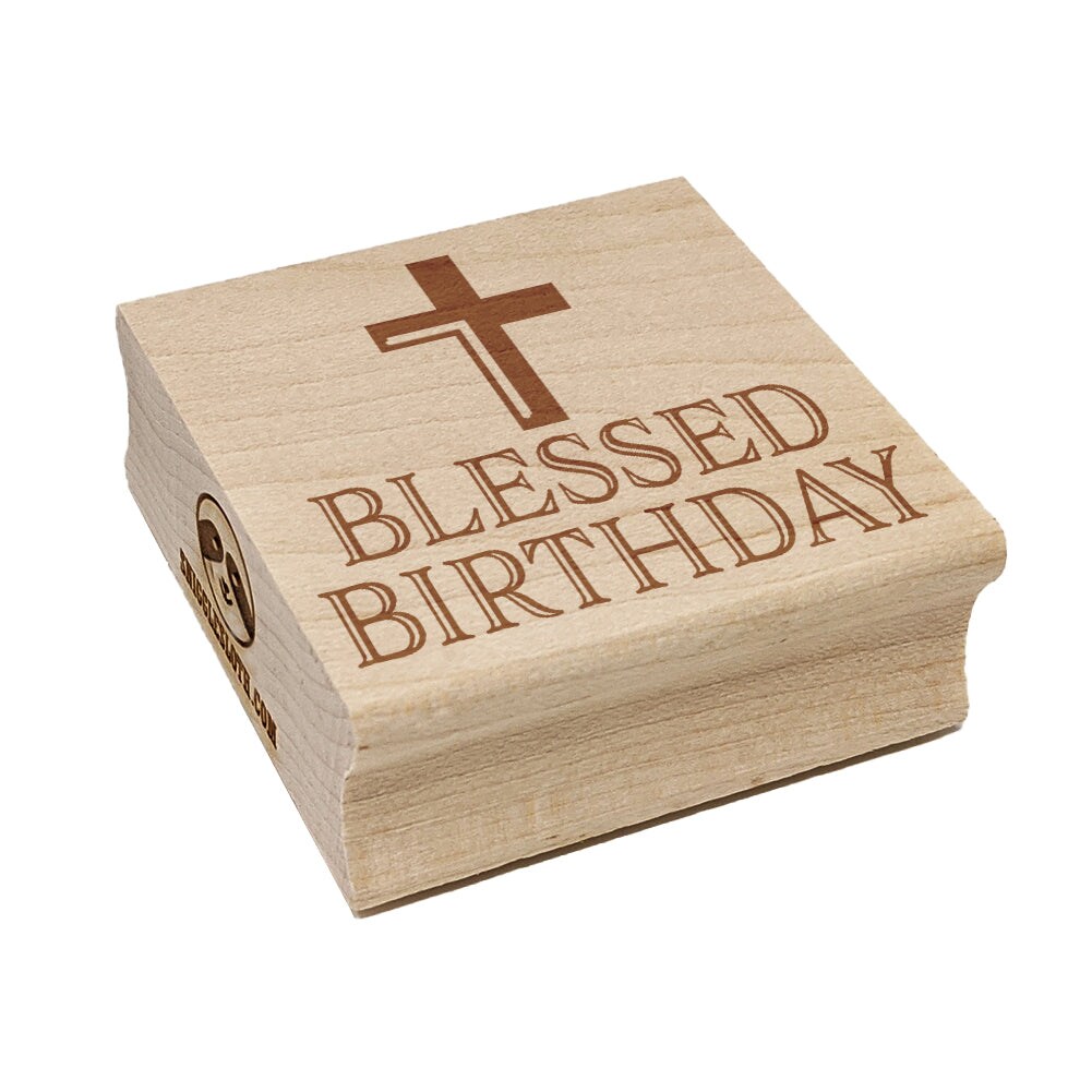 Blessed Birthday with Cross Square Rubber Stamp for Stamping Crafting ...
