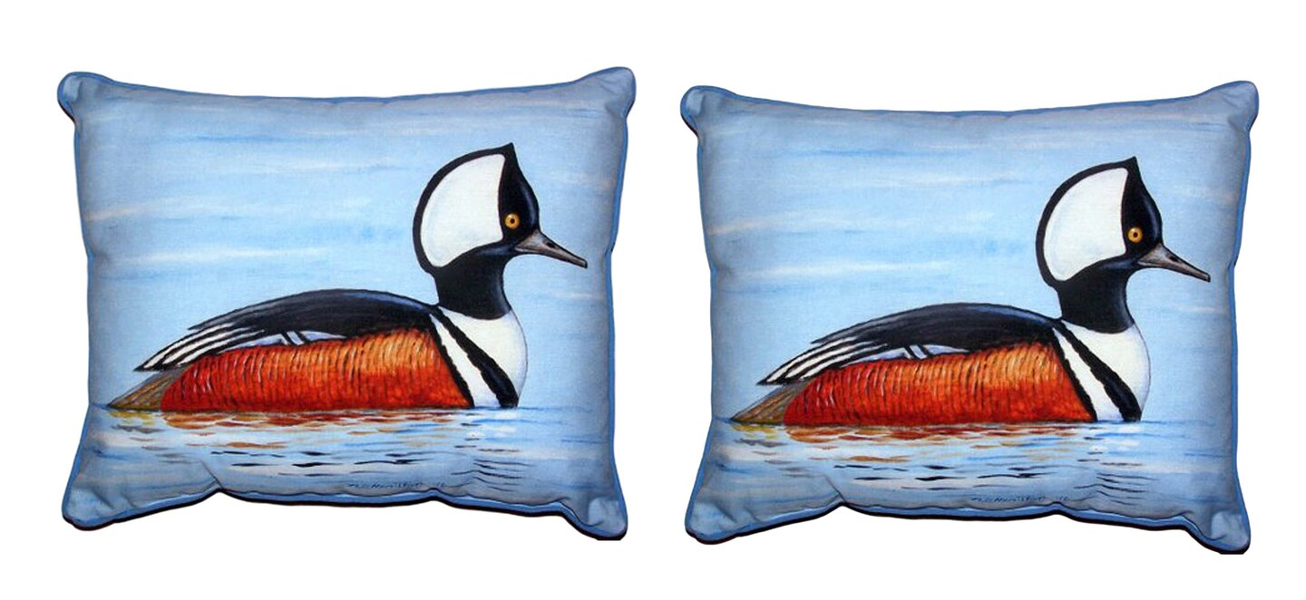 Buy in Bulk - Pair of Betsy Drake Hooded Merganser Duck Outdoor Pillows ...