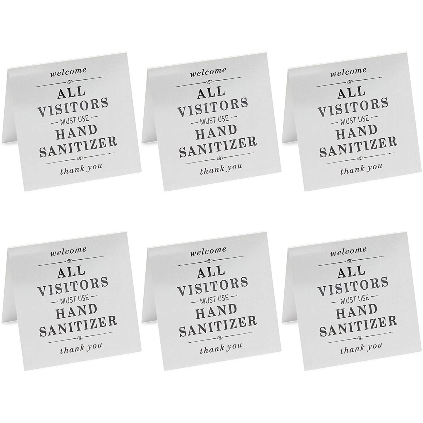 Metal Tent Signs, All Visitors Must Wash Hands (4 x 4 In, 6 Pack ...