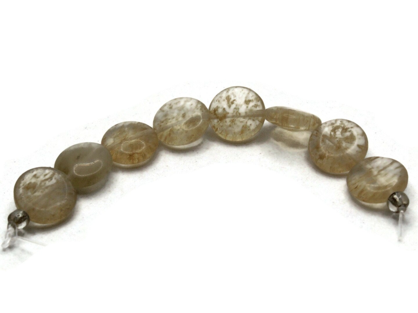 8 12mm Clear with Yellow Inclusions Glass Puffed Coin Beads | Michaels