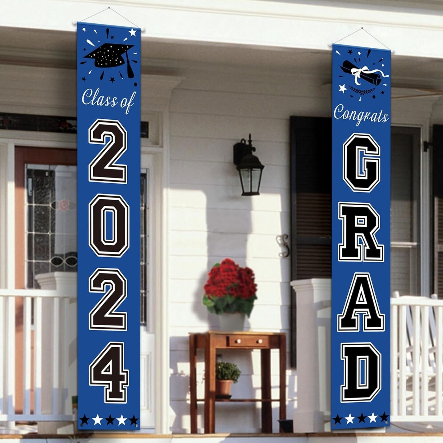 Blue Graduation Decorations Class of 2024, Congrats Grad Porch Banner ...