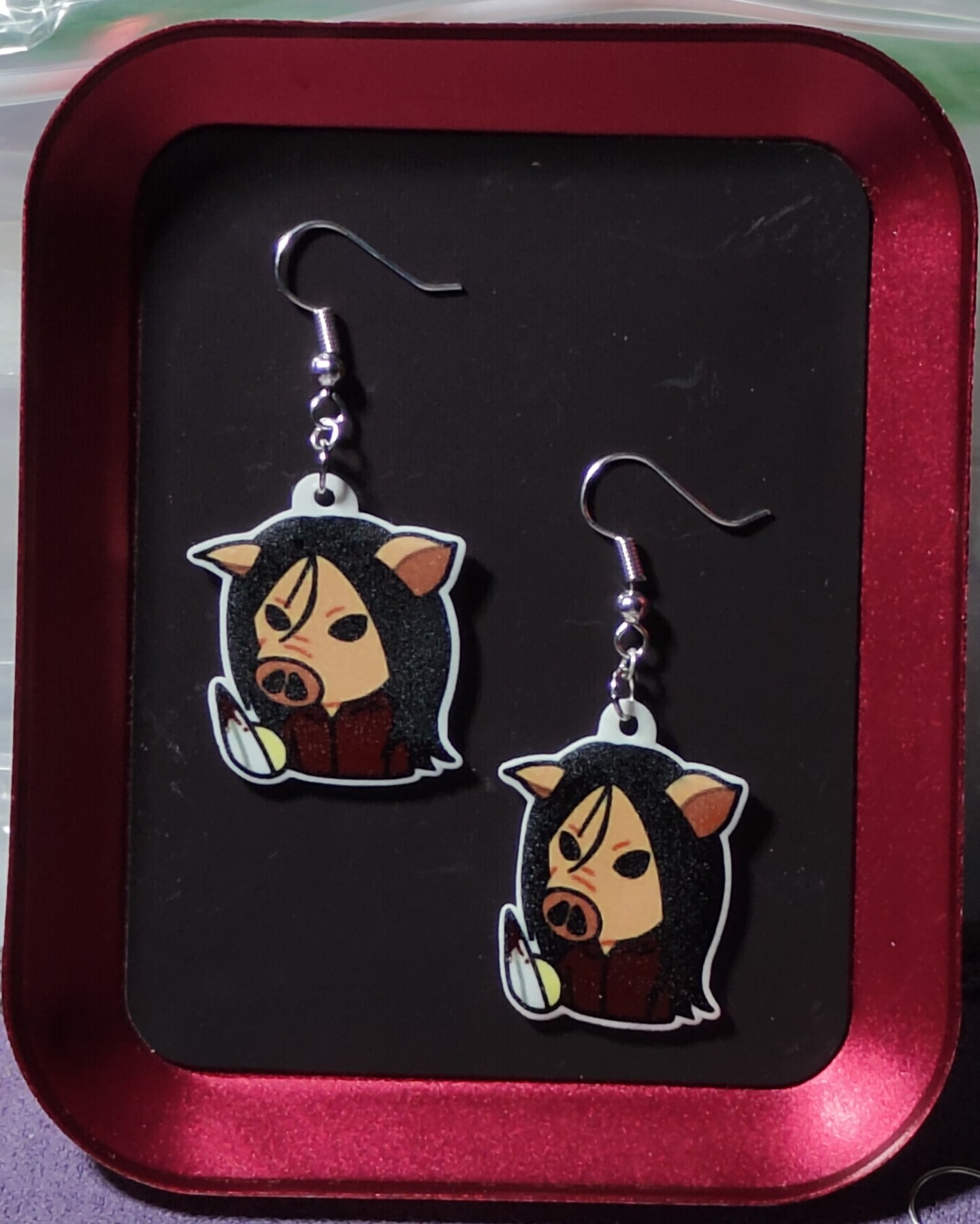 SAW Pig Face Fan Art Earrings | MakerPlace by Michaels