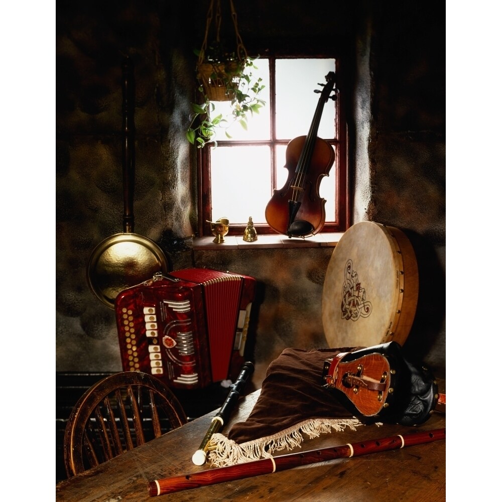 Traditional Musical Instruments In Old Cottage Ireland Poster Print ...