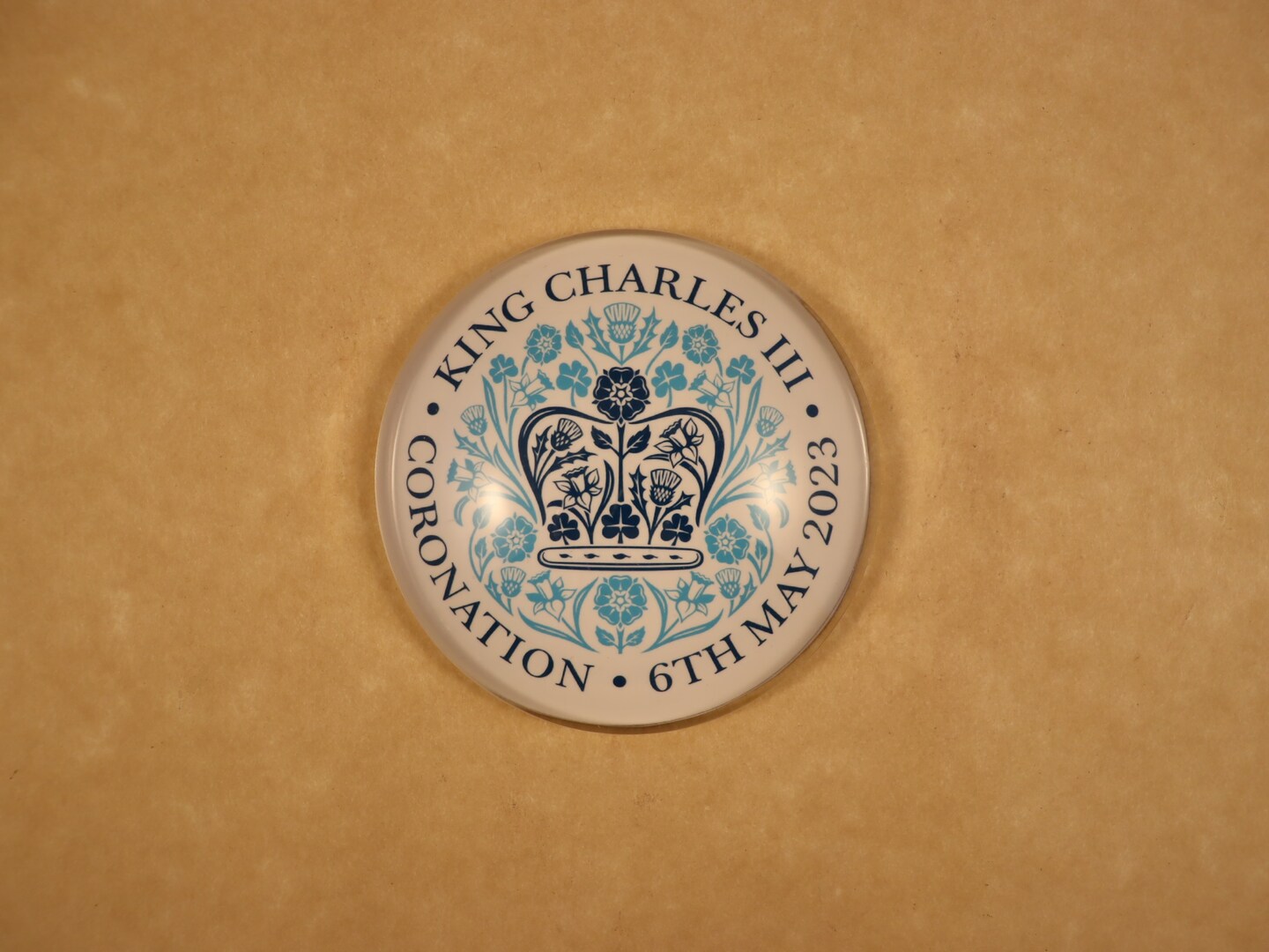 Coronation Paperweight, King Charles III, Turquoise and Blue ...
