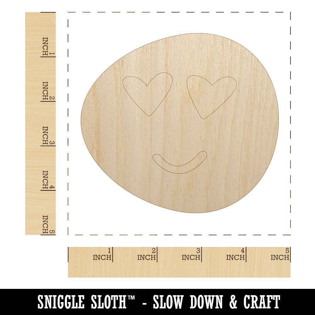Heart Eye Love Emoticon Face Doodle Unfinished Wood Shape Piece Cutout ...