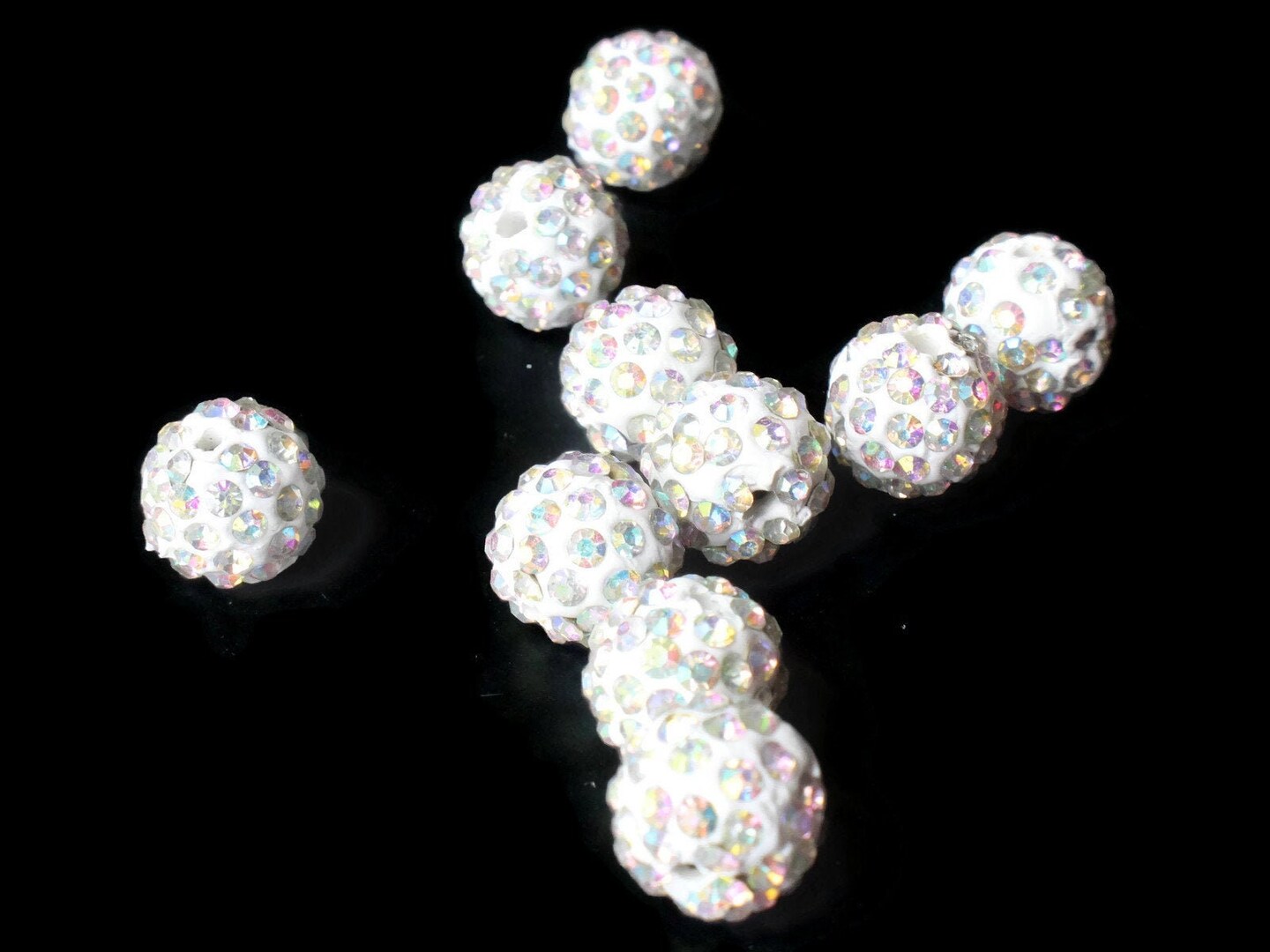 12mm White Rhinestone Round Polymer Clay Sparkle Beads | Michaels