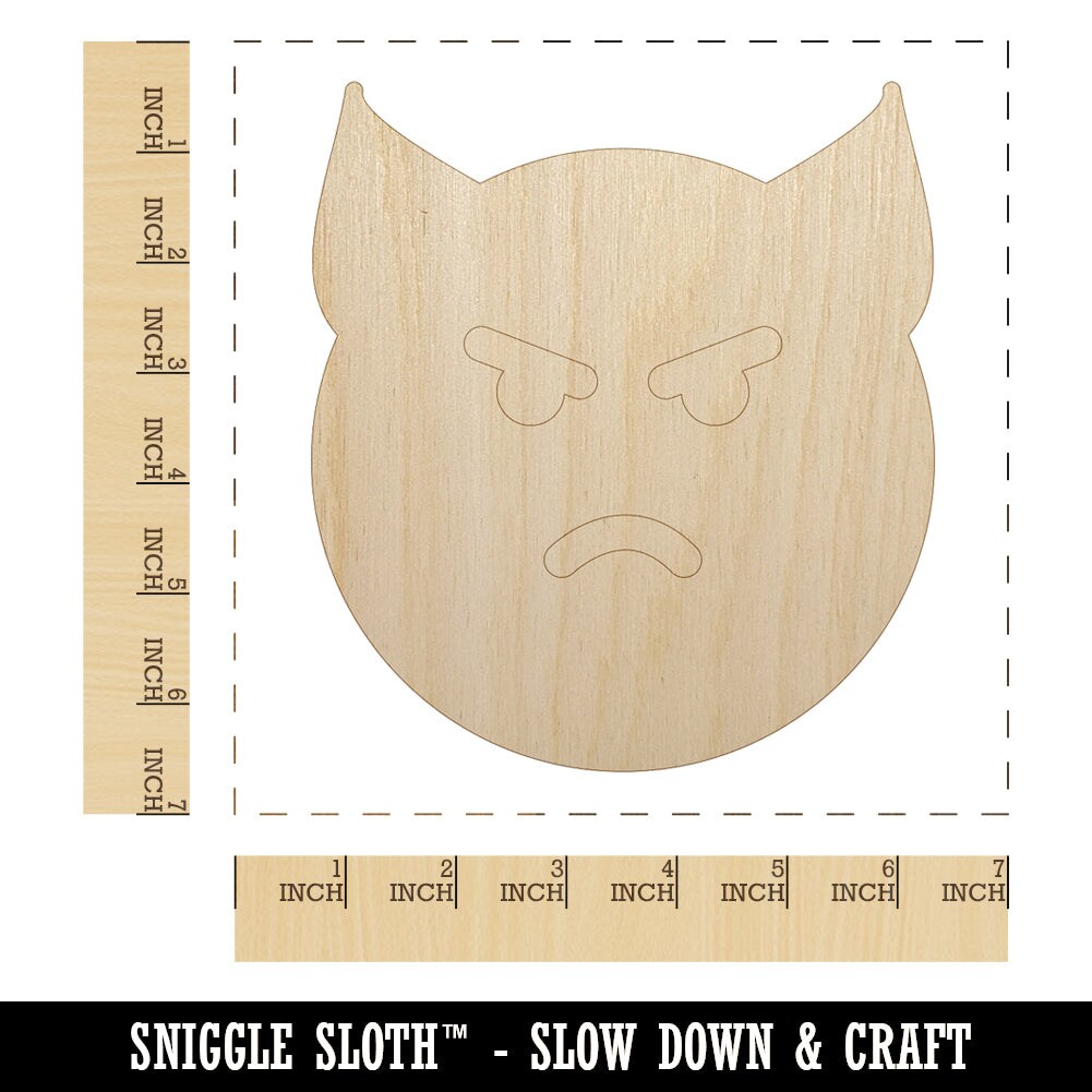 Angry Devil Face Emoticon Unfinished Wood Shape Piece Cutout for DIY ...