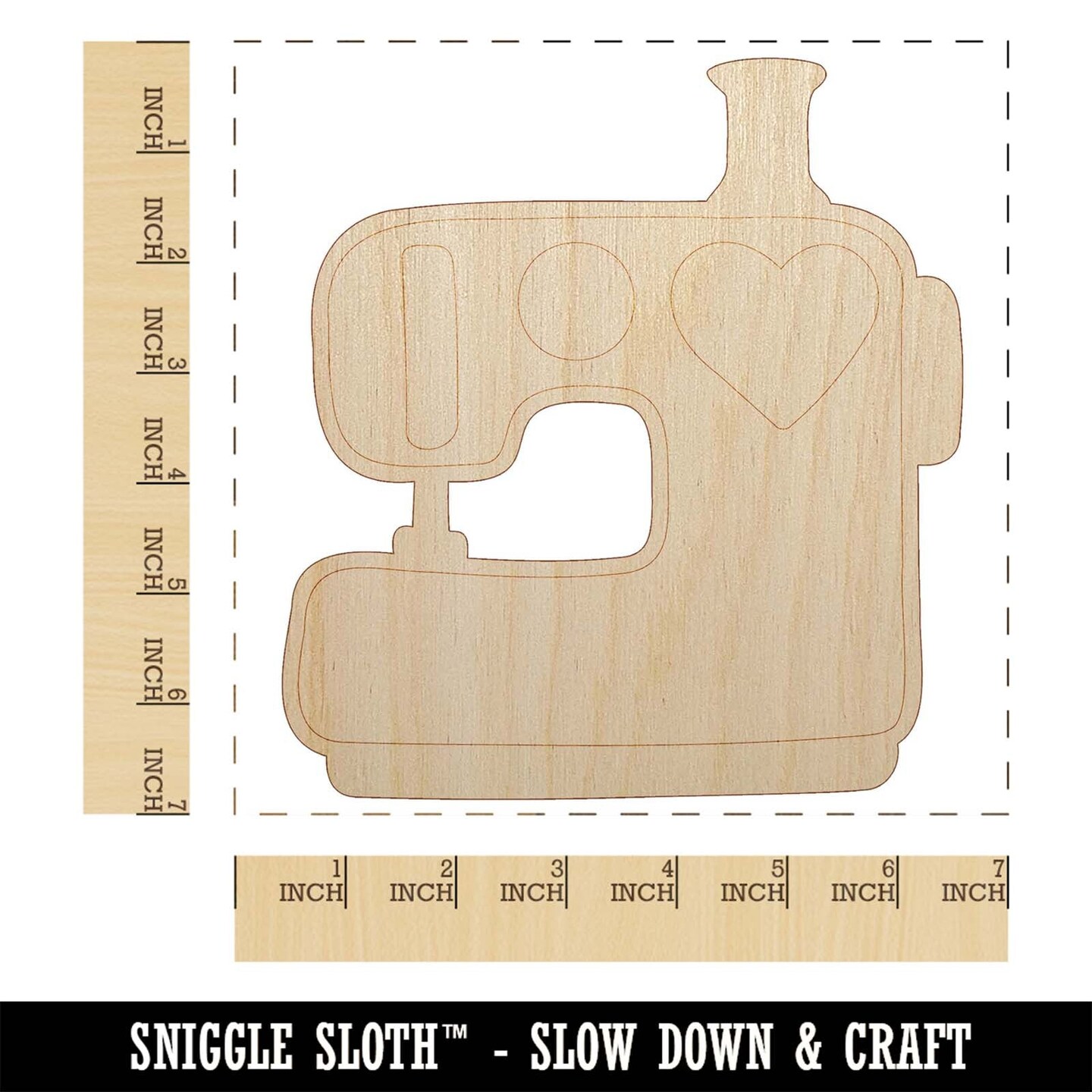 Sewing Machine with Heart Unfinished Wood Shape Piece Cutout for DIY ...