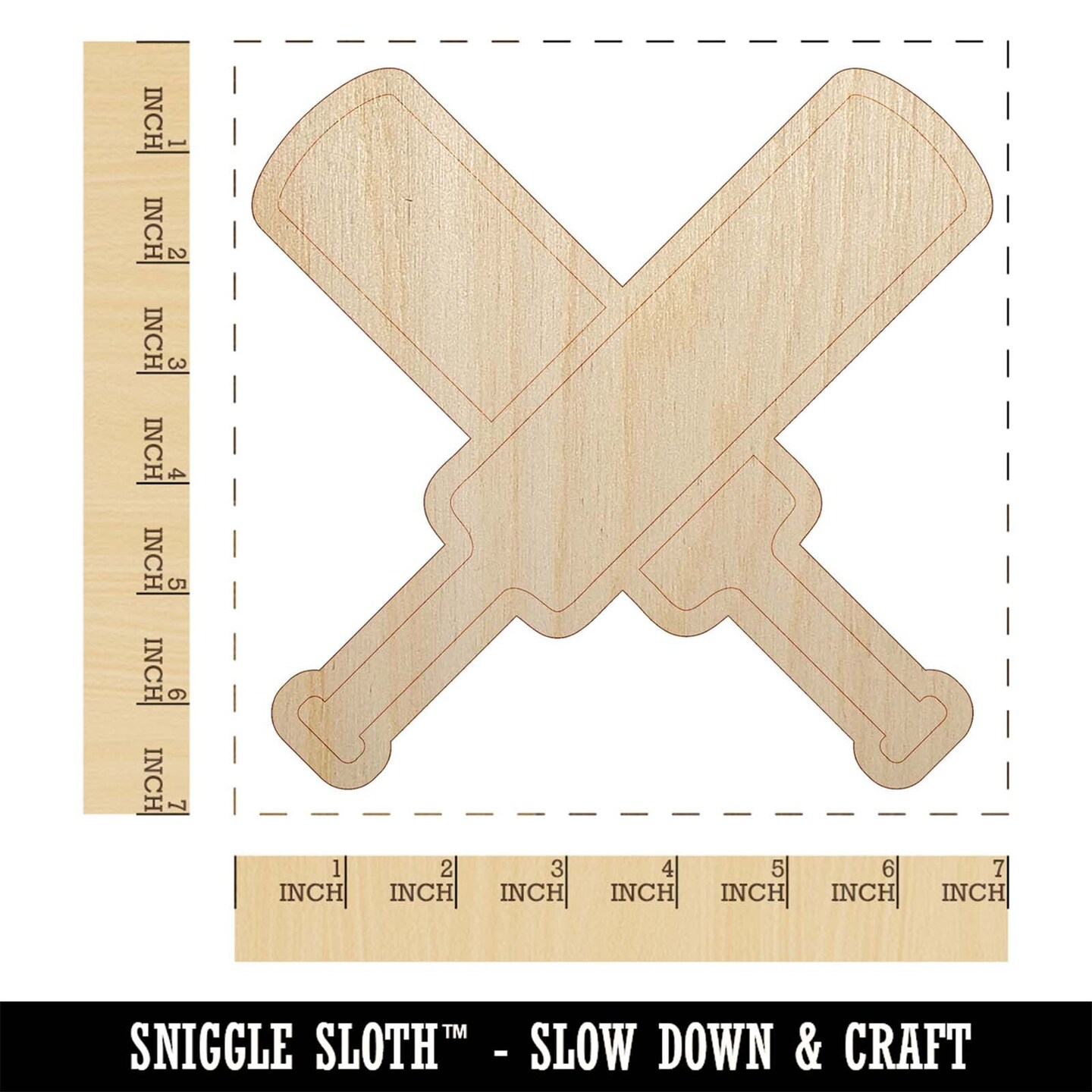 Crossed Cricket Bats Unfinished Wood Shape Piece Cutout for DIY Craft ...