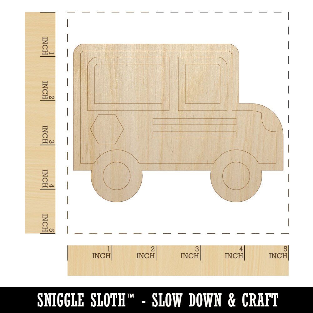 School Bus Icon Unfinished Wood Shape Piece Cutout for DIY Craft ...