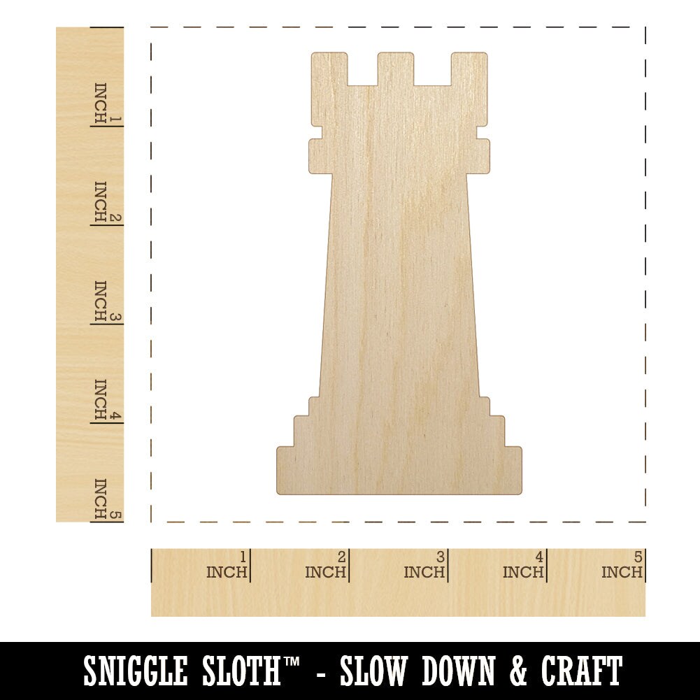 Chess Rook Piece Unfinished Wood Shape Piece Cutout for DIY Craft ...