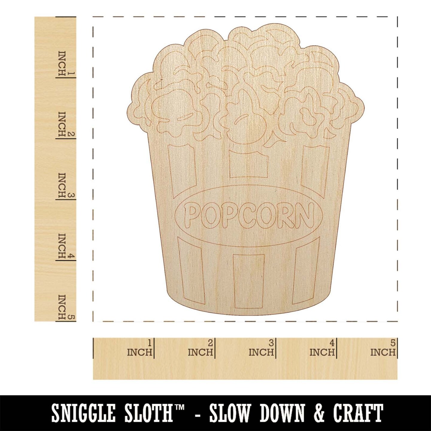 Big Bucket of Popcorn Movie Theater Unfinished Wood Shape Piece Cutout ...