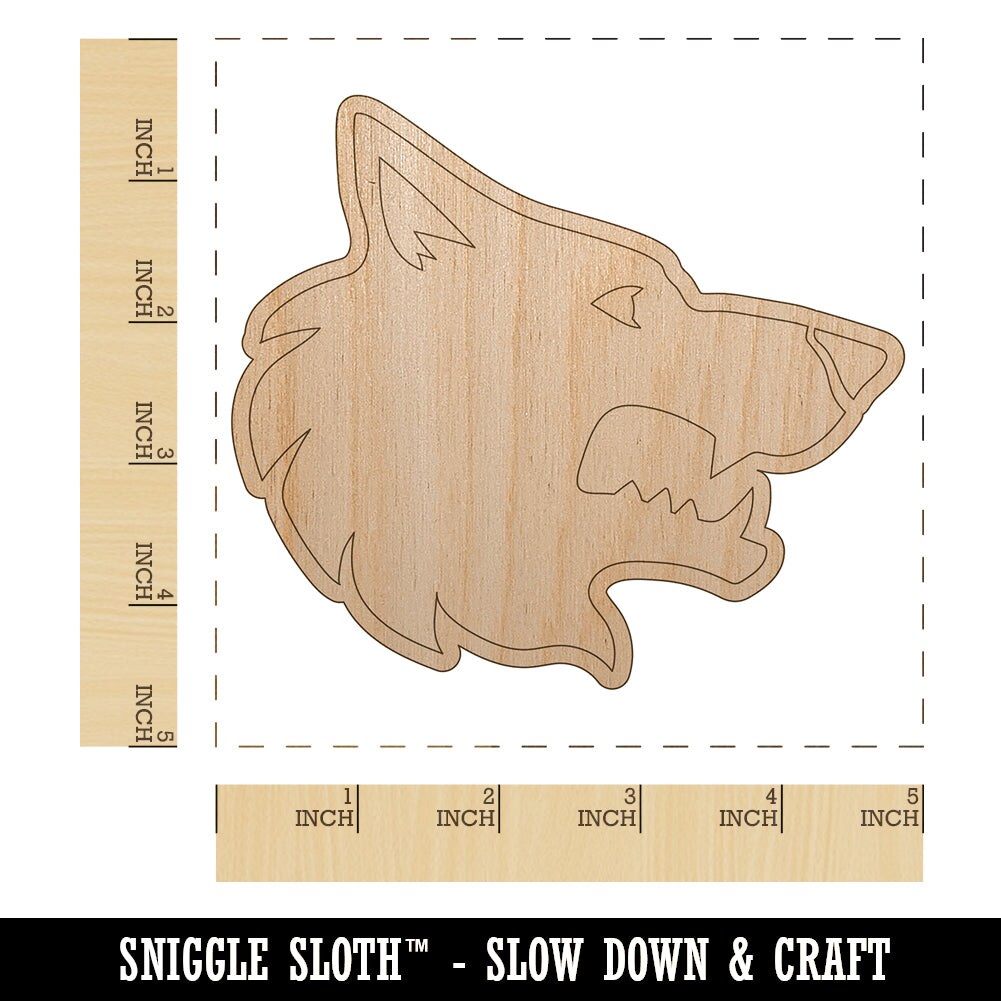 Wolf Head Side Profile Unfinished Wood Shape Piece Cutout for DIY Craft ...