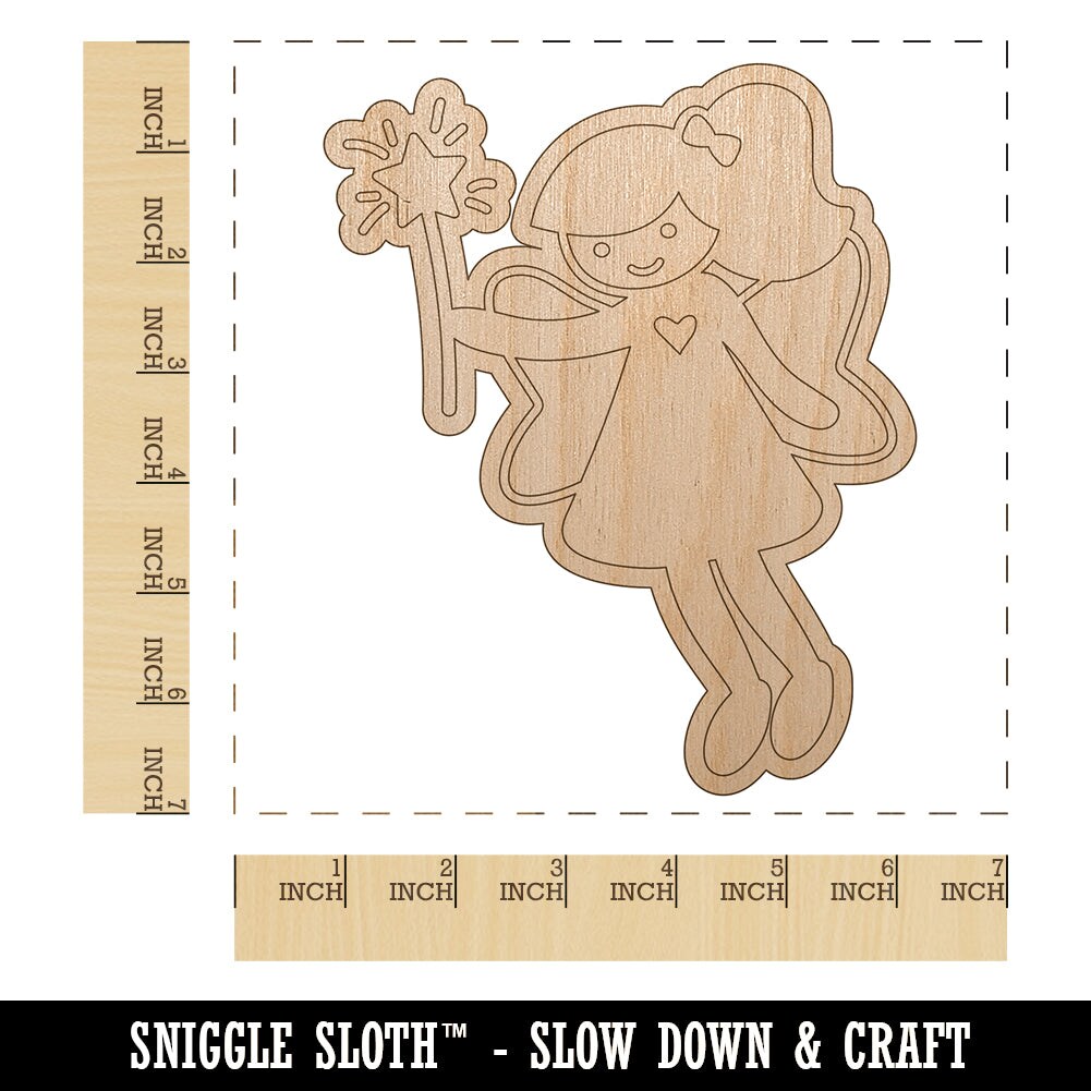 Sweet Fairy with Wand Unfinished Wood Shape Piece Cutout for DIY Craft ...