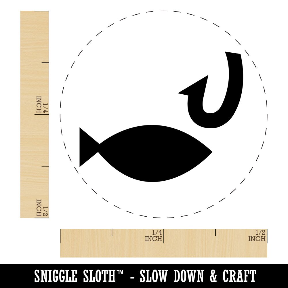 Fish and Hook Fishing Self-Inking Rubber Stamp for Stamping Crafting ...
