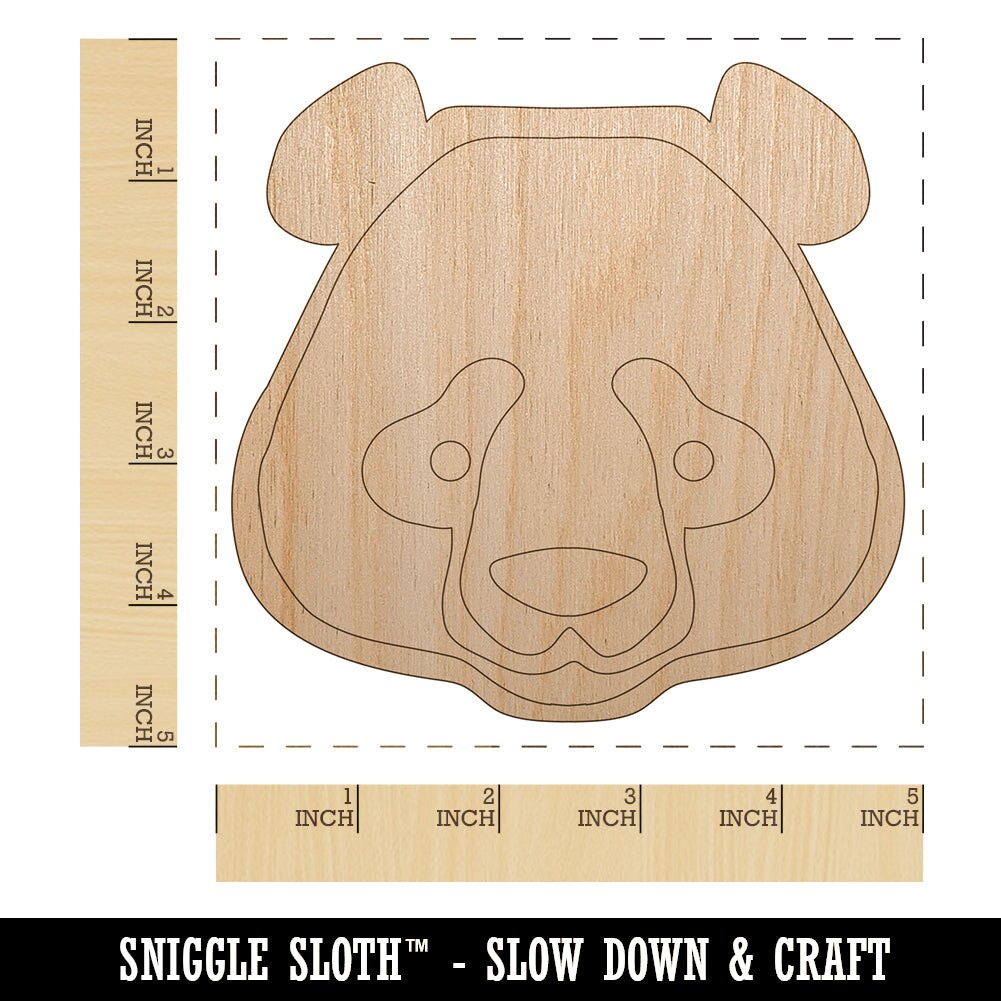 Panda Face Icon Unfinished Wood Shape Piece Cutout for DIY Craft ...