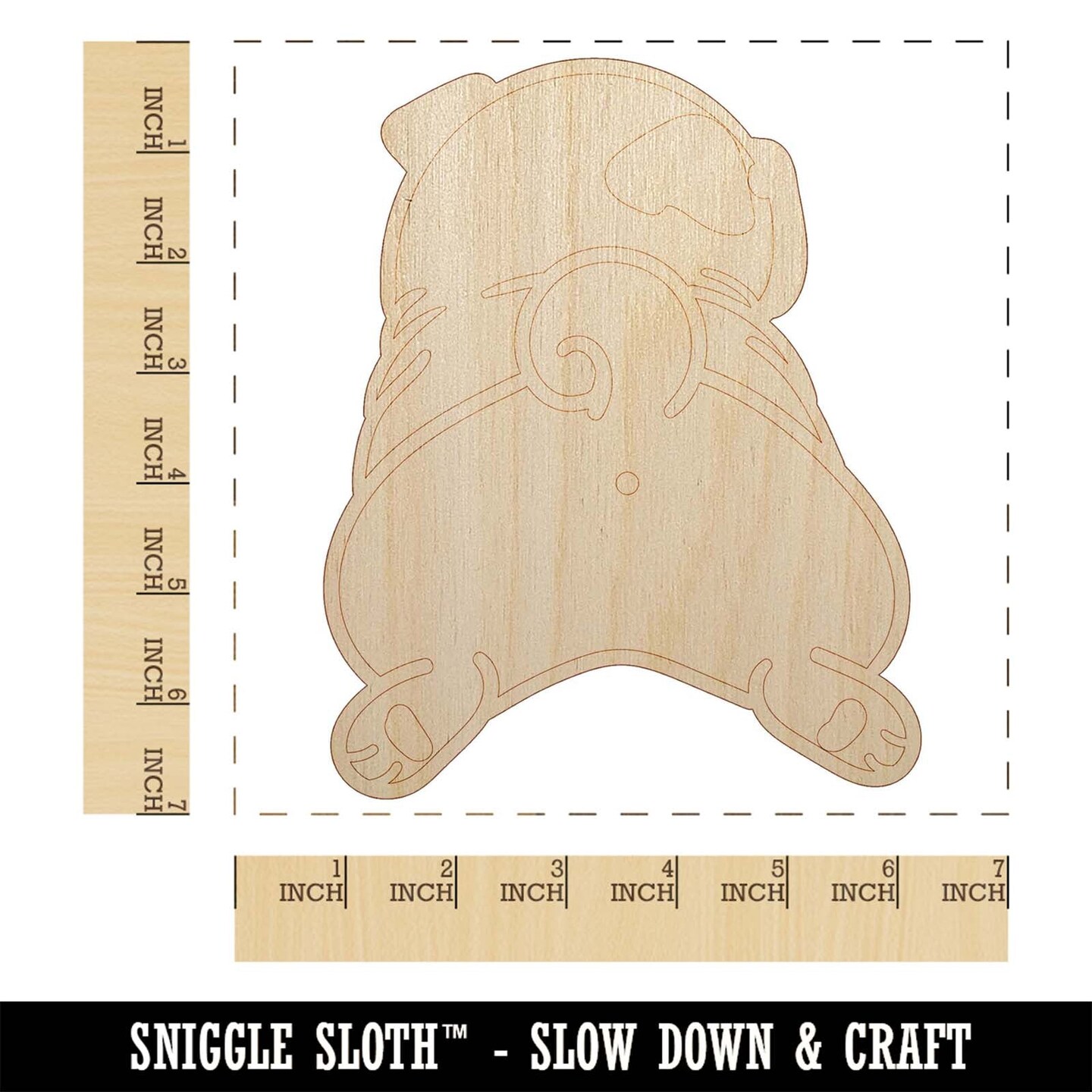 Pug from Behind Butt Dog Unfinished Wood Shape Piece Cutout for DIY ...