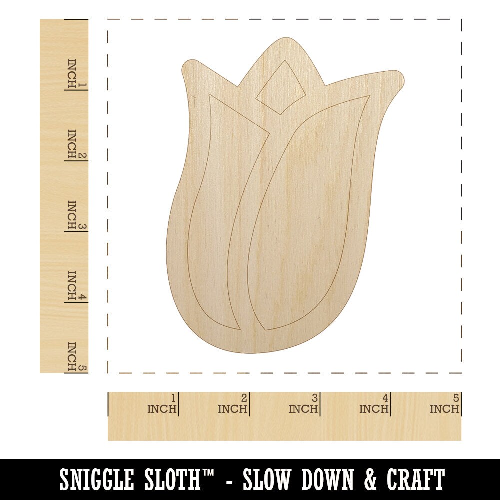 Flower Bud Outline Unfinished Wood Shape Piece Cutout for DIY Craft ...