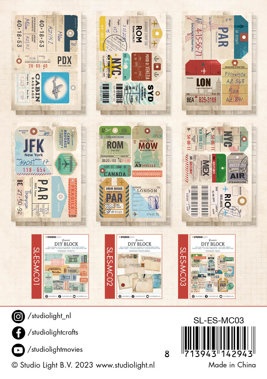 Studio Light SL DIY Block Mini Tags Essentials 74x105x9mm24 SH nr.03 ...