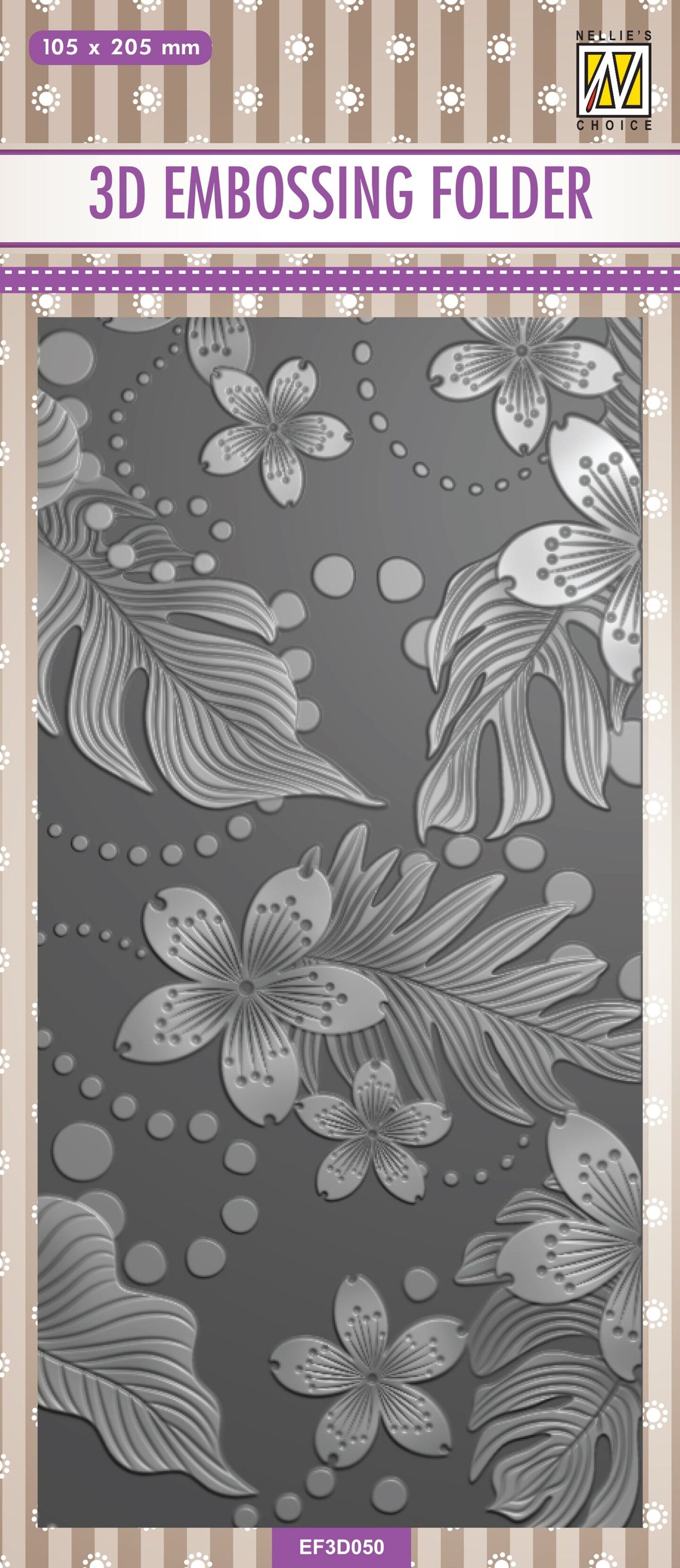 Nellie's Choice 3D Embossing Folder Slimline - Leaves & Flowers, Model ...