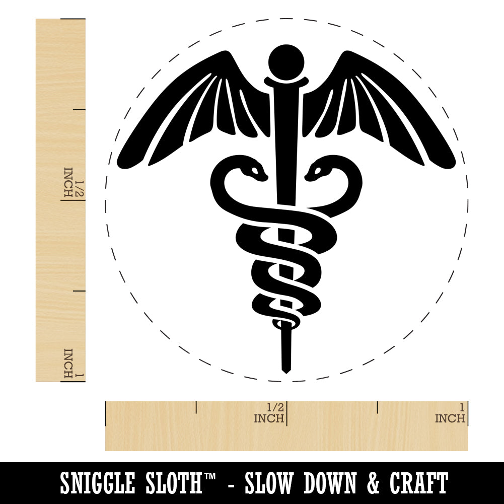 Caduceus Health Medical Symbol Self-Inking Rubber Stamp for Stamping ...