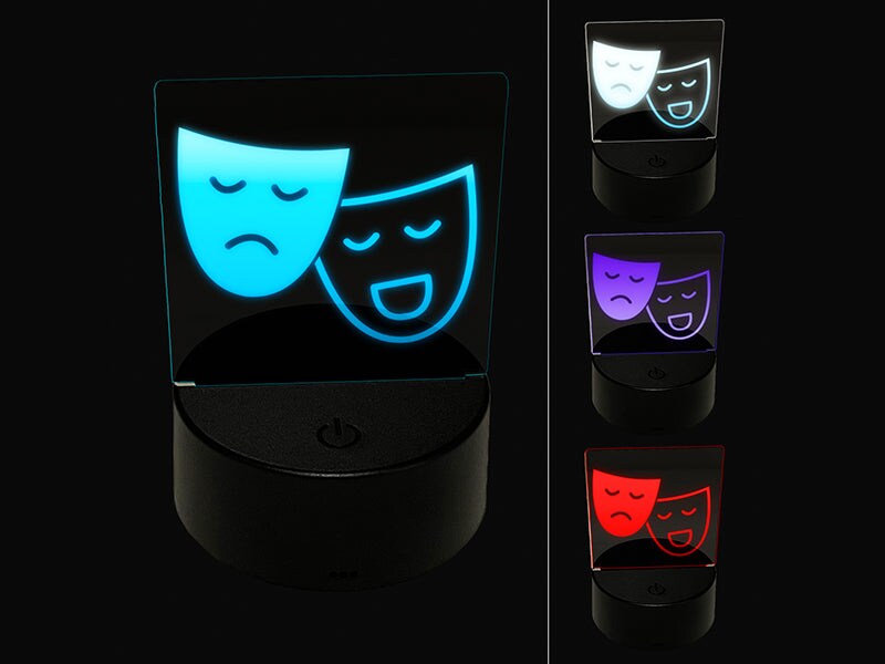 Acting Comedy Drama Masks Theater Carnival 3D Illusion LED Night Light ...
