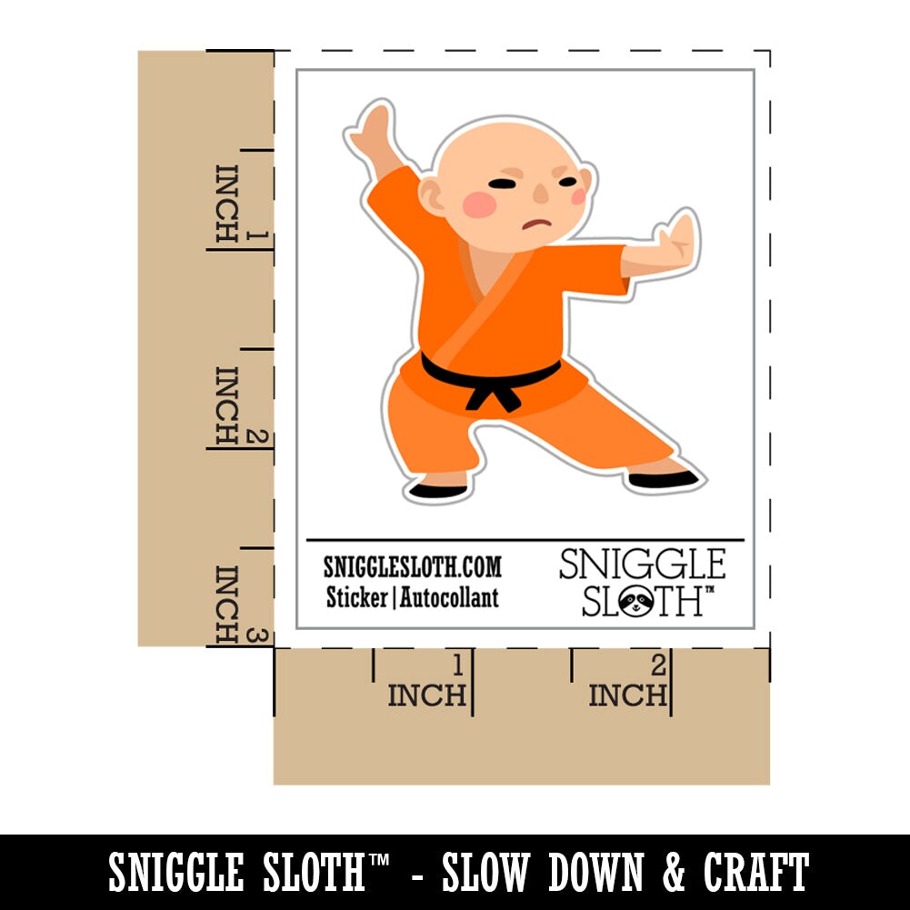 Martial Arts Monk Boy Waterproof Vinyl Phone Tablet Laptop Water Bottle ...
