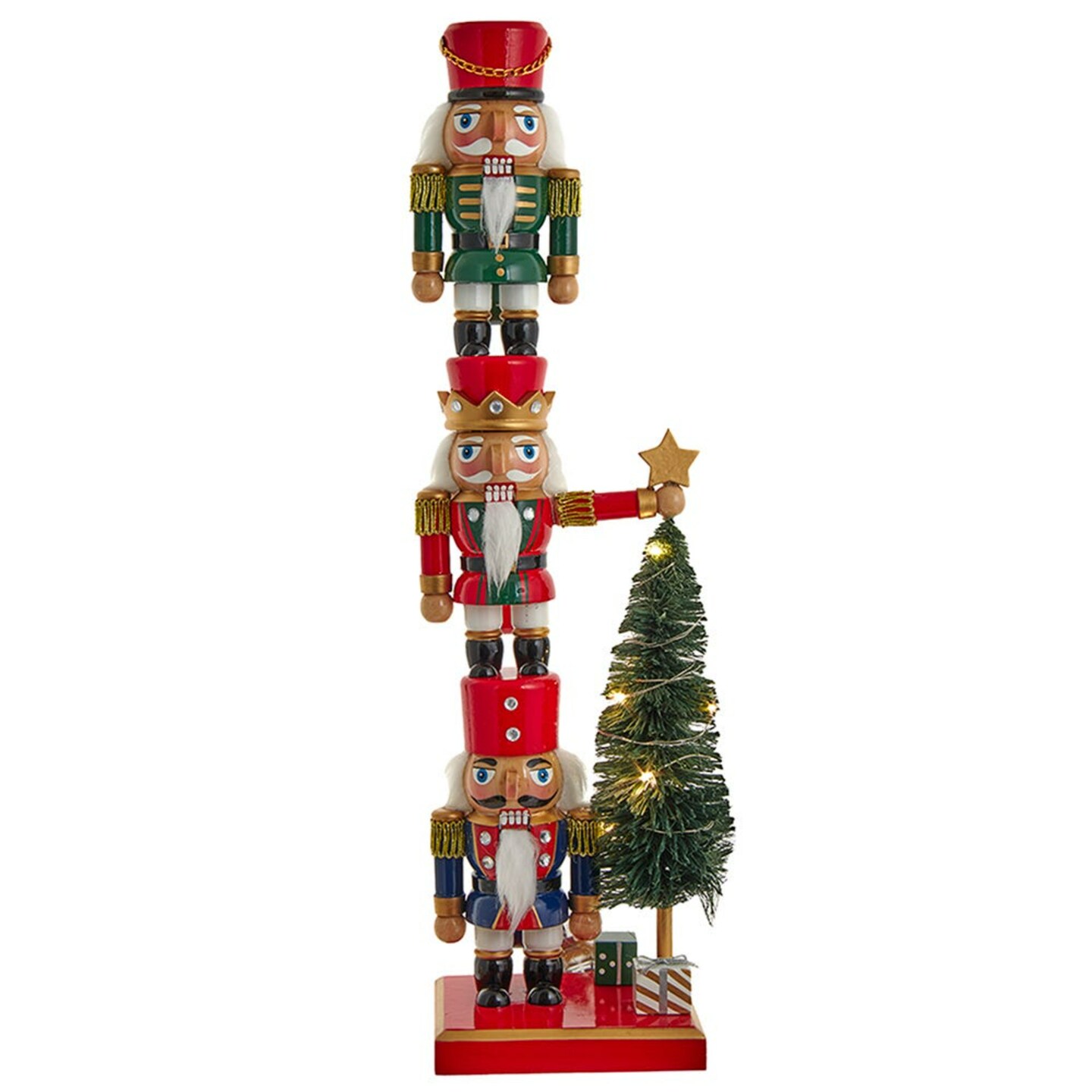 KSA 18" Lighted Battery Operated Stacked Nutcracker with Christmas Tree ...