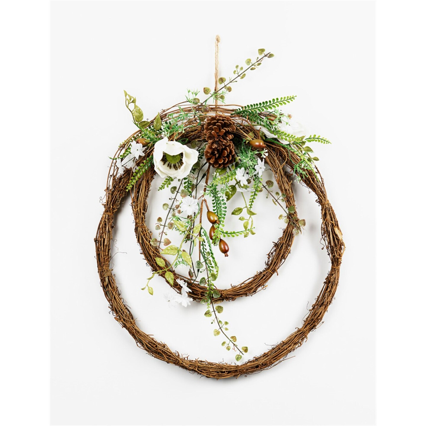 Melrose Set of 2 Magnolia Twig Spring Floral Double Wreaths, 19-Inch ...